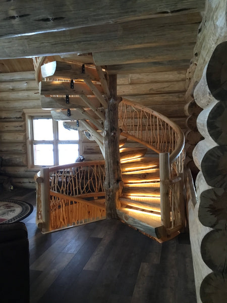 Spiral Log Staircase - Perfect For Log Homes - Customizable - Homestead ...